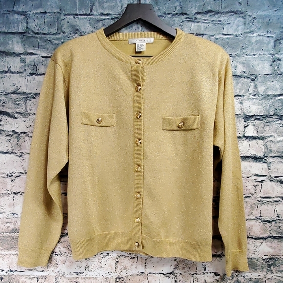 Lise J | Sweaters | Lise J Vintage 99s Metallic Gold Cardigan | Poshmark